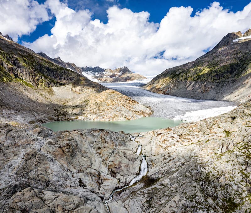The Rhone Glacier, the Source of the Rhone at Furka Pass in Switzerland ...