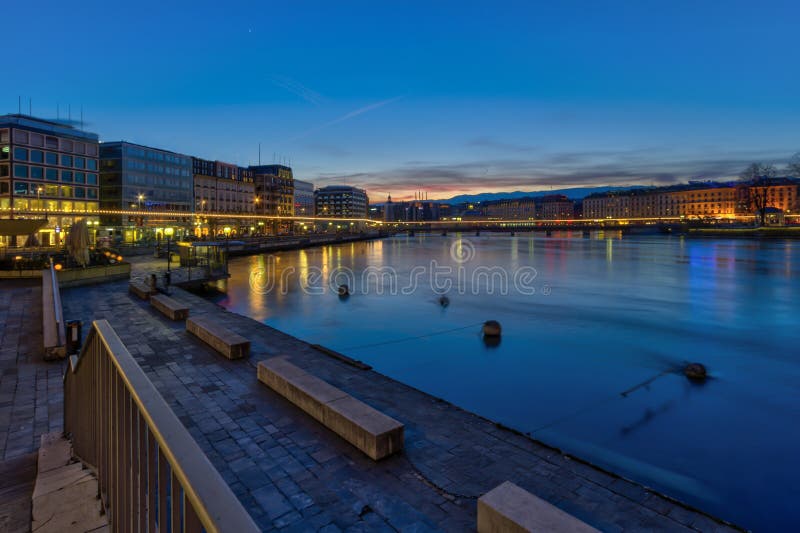 Rhone River in Geneva, Switzerland, HDR Stock Photo - Image of arts ...