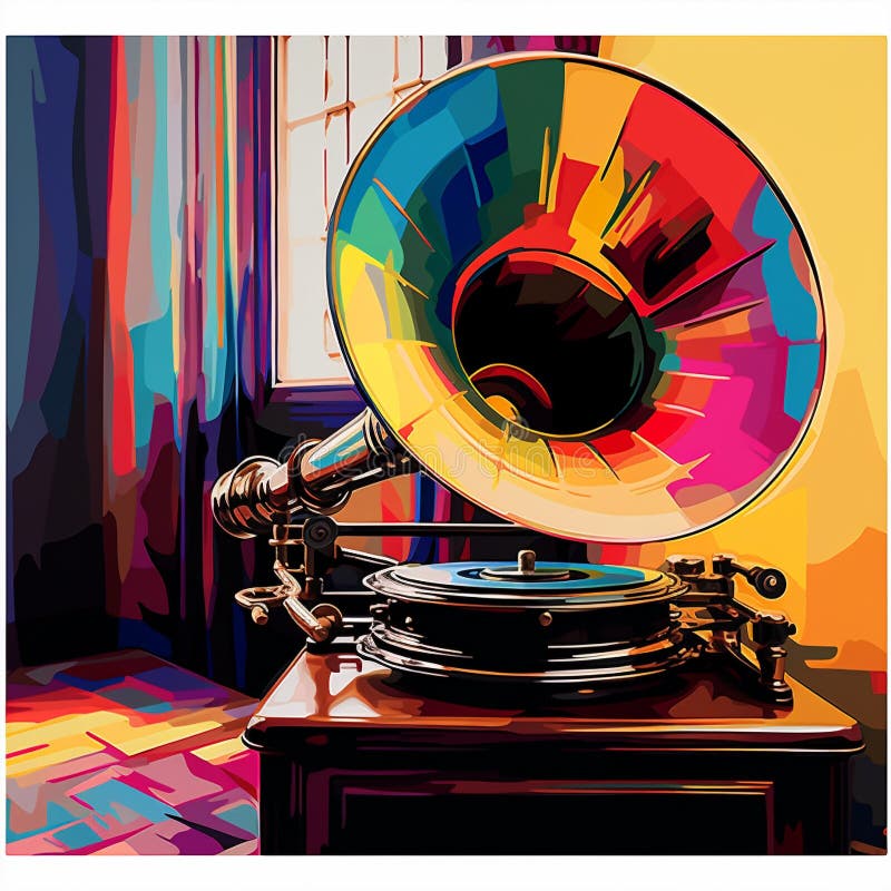 Rhythm Revival: Vibrant Phonograph Resurgence Stock Illustration ...