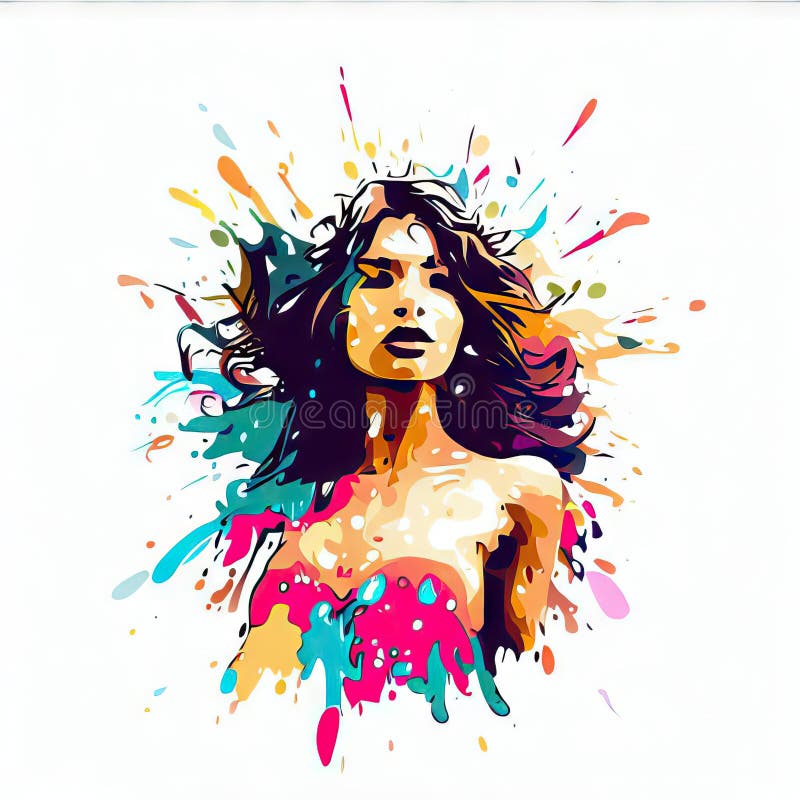 Rhythmic Elegance: Vector Illustration of Girl in Musical Splash on ...