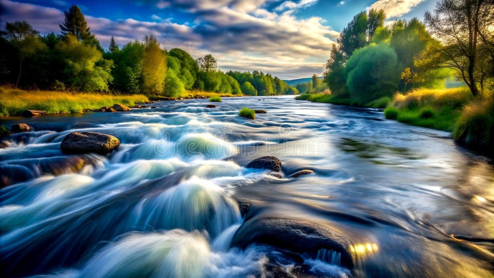 Rhythmic Flow the Graceful Movement of Water in a Rivers Embrace ...