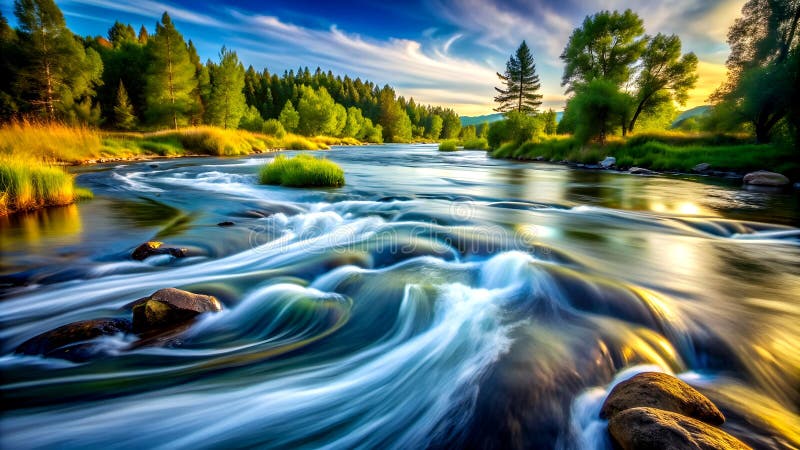 The Rhythmic Flow of Water Capturing the Graceful Movement of a River ...