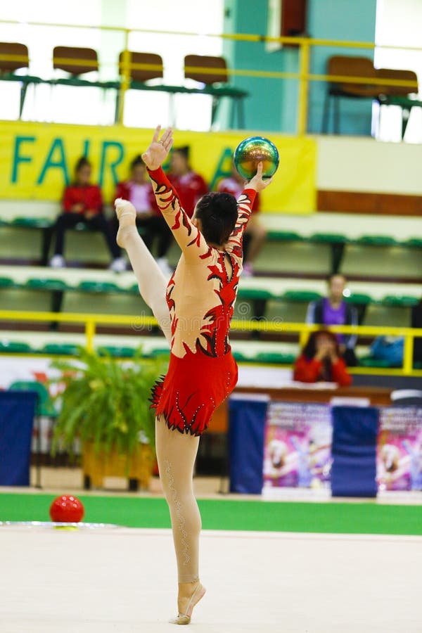 Athlete Performing Her Ball Routine Editorial Photography - Image of ...