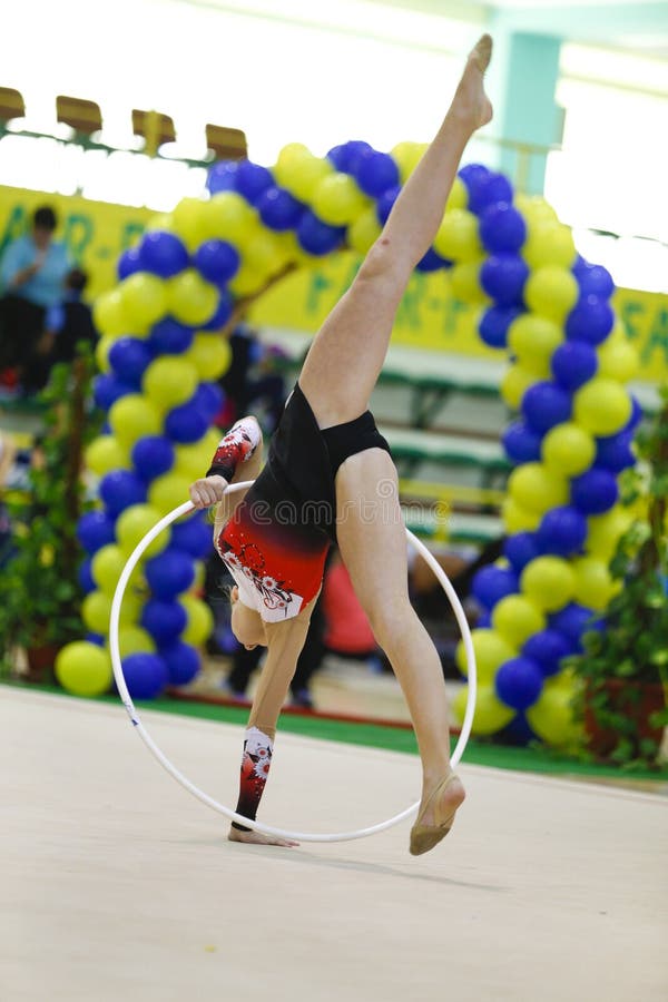 Athlete Performing Her Hoop Routine Editorial Photo - Image of aerobics ...