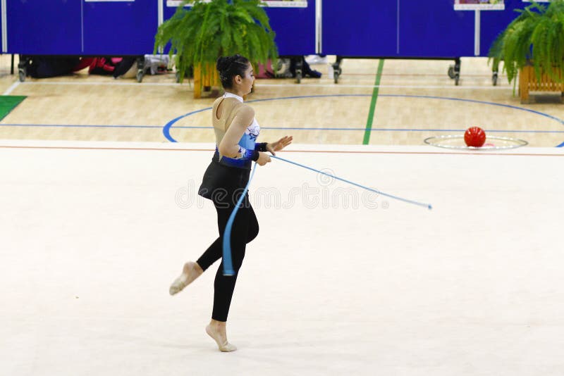 Athlete Performing Her Rope Routine Editorial Photo - Image of balance ...