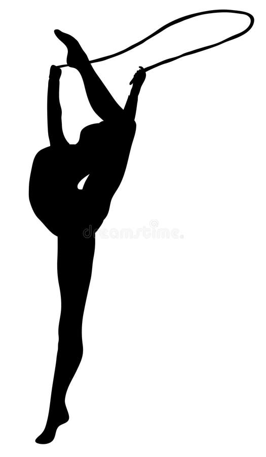 Rhythmic Gymnastics: Rope BW Stock Illustration - Illustration of ...