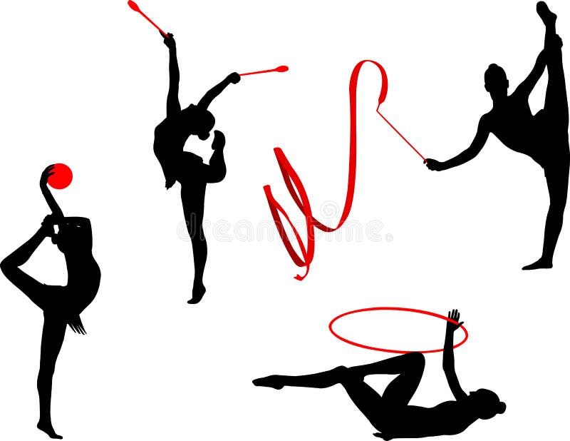 Rhythmic Gymnastics Silhouettes Stock Vector - Illustration of adult ...