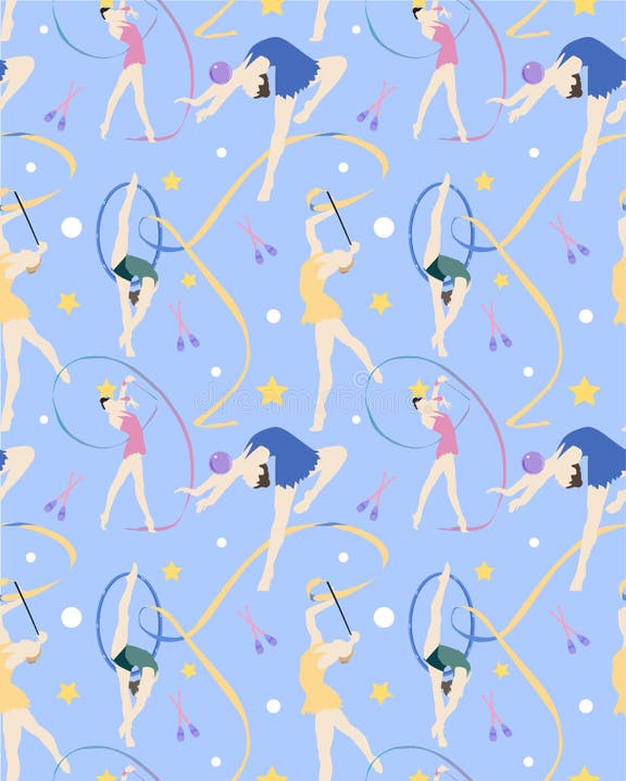 Rhythmic Gymnasts Vector Seamless Pattern Stock Vector - Illustration ...