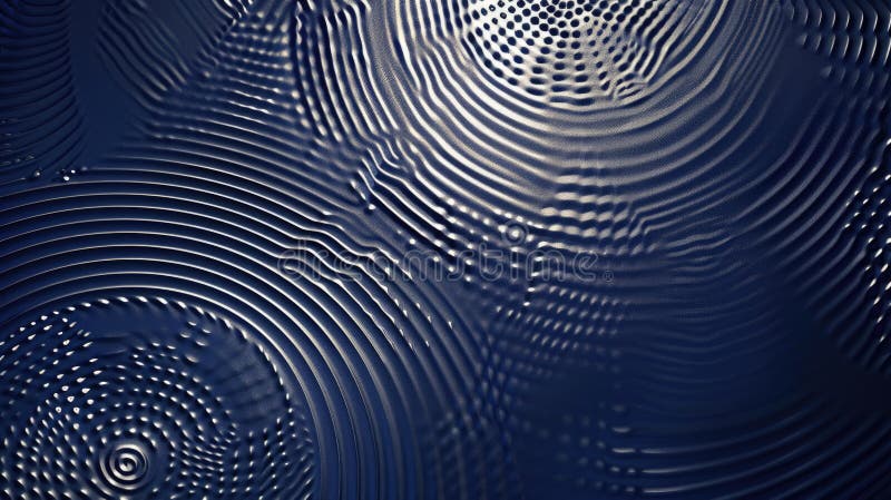Rhythmic Navy Blue and Silver Abstract Pattern, Concentric Circles and ...