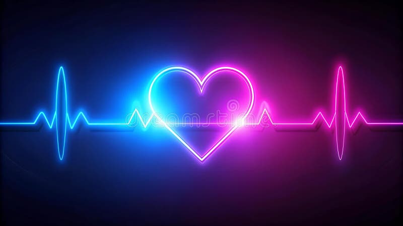The Rhythmic Pulse of Love: a Neon EKG Visualization AI Generated Stock ...