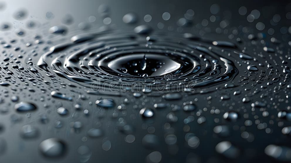 A Rhythmic Raindrop Ripple Effect on a Glass Surface Stock Illustration ...
