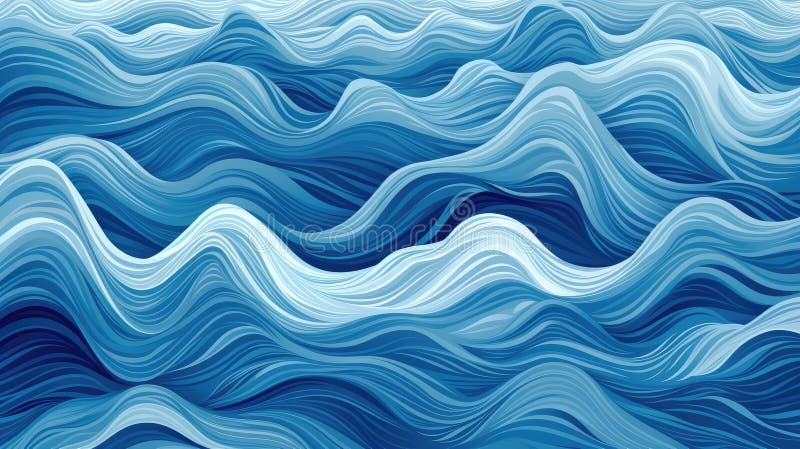 Rhythmic Waves Dance Seamlessly in a Soothing Blue Vector Pattern, a ...