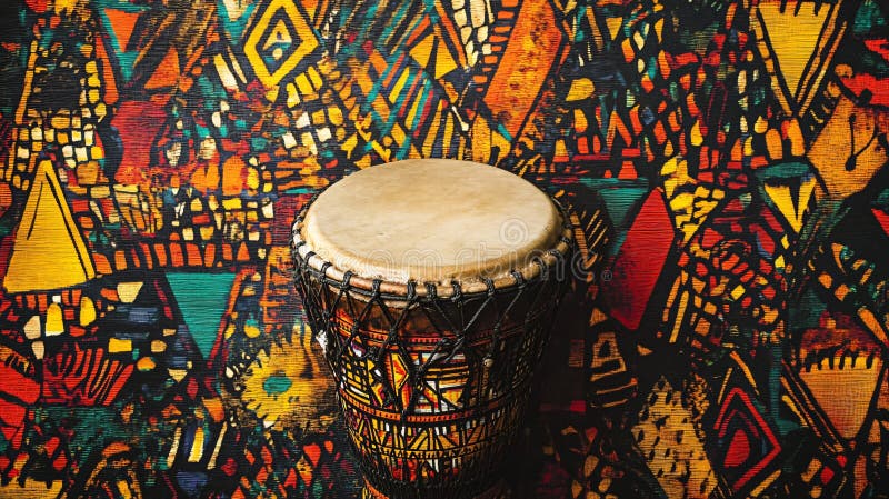 African Drum in Vibrant Patterns Stock Image - Image of texture, music ...