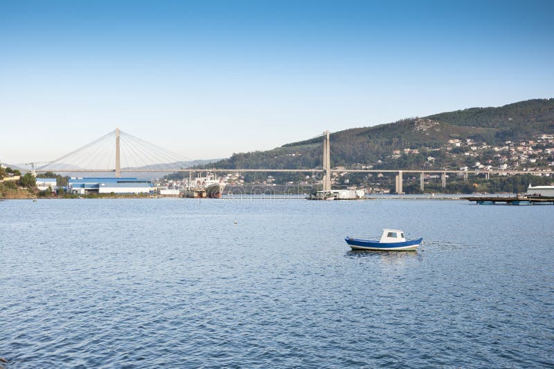 Ria of Vigo stock image. Image of town, hill, wood, suspension - 22891565