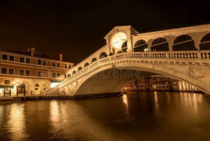 Rialto Bridge by Night in Venice, Italy Editorial Photo - Image of ...
