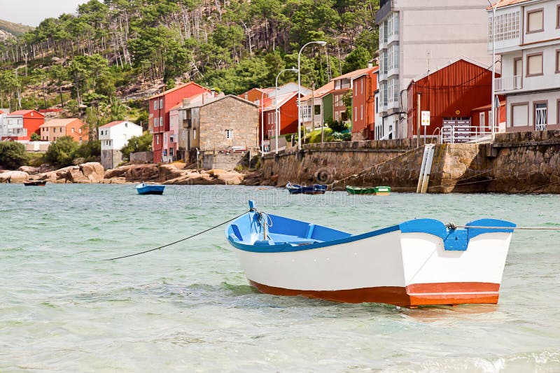 Rias Baixas Seascape with Punta Cabalo Lighthouse and Mussel Boat ...