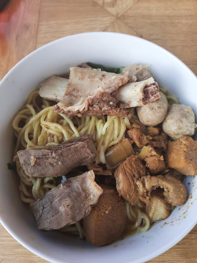 Rib Bone Meatball Chicken Noodle Stock Image - Image of noodle, chicken ...