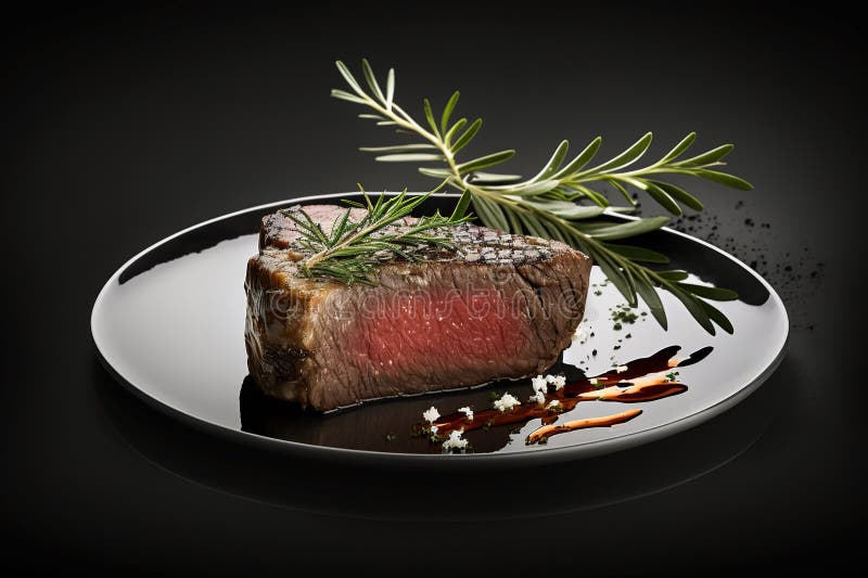 Rib-eye Beef Steak with Spices Rosemary Closeup Stock Illustration ...