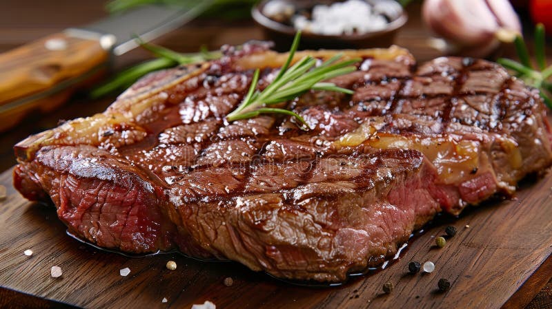 A Rib-eye Steak Cooked in the Oven Stock Photo - Image of cooked, alone ...