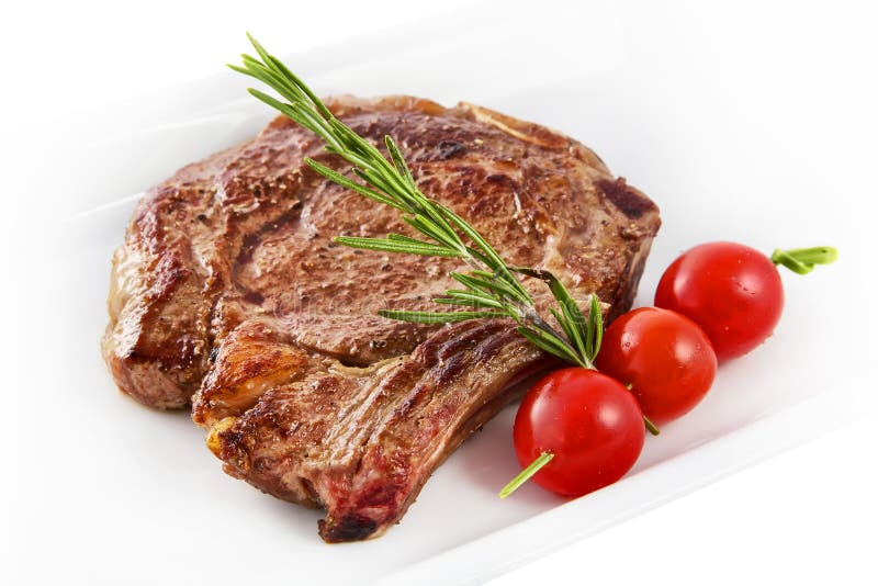 Rib-Eye steak stock image. Image of leek, cooked, herbs - 33561719