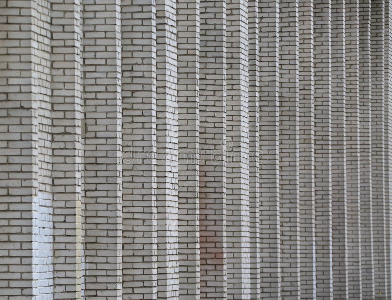Ribbed Wall with White Brick Projections Stock Image - Image of pattern ...