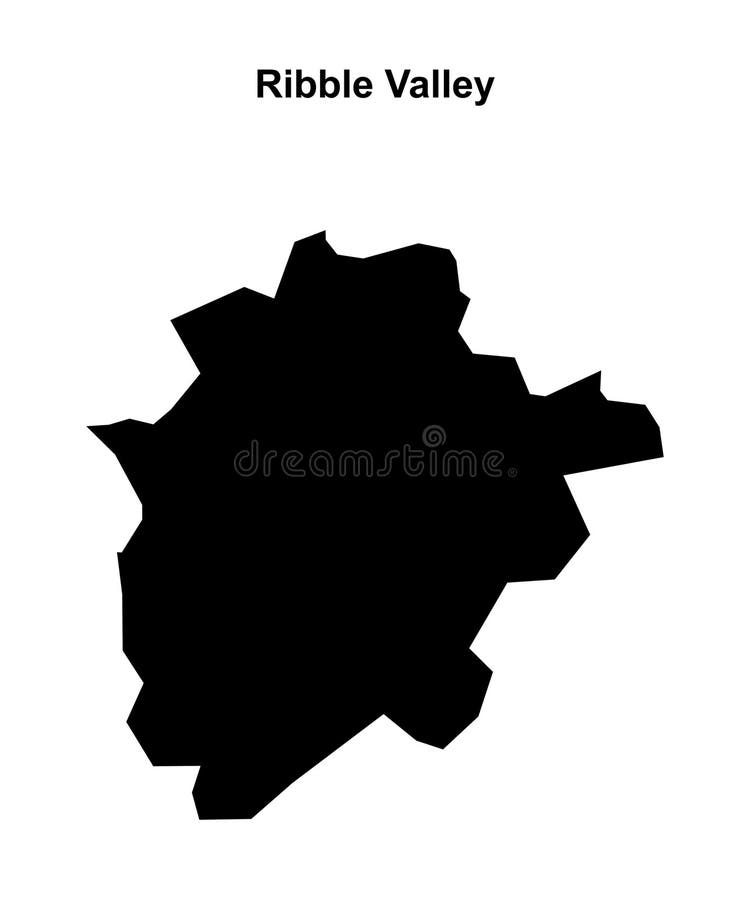 Ribble Valley outline map stock vector. Illustration of outline - 371645927