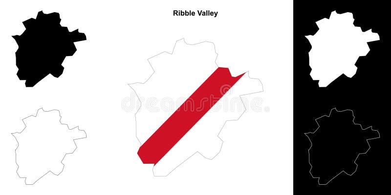 Ribble Valley outline map stock vector. Illustration of contour - 334904680