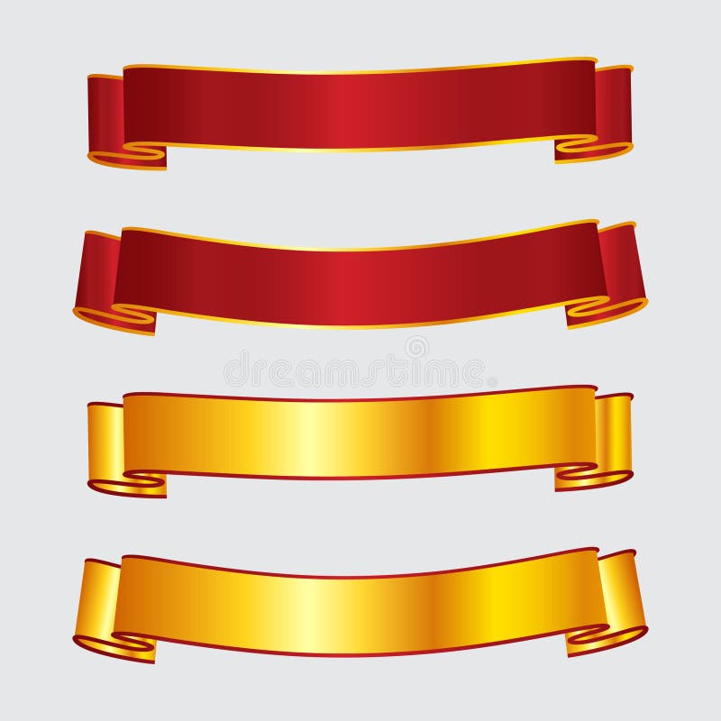 Modern Elegant Red and Golden 3D Ribbon Banner Stock Vector ...