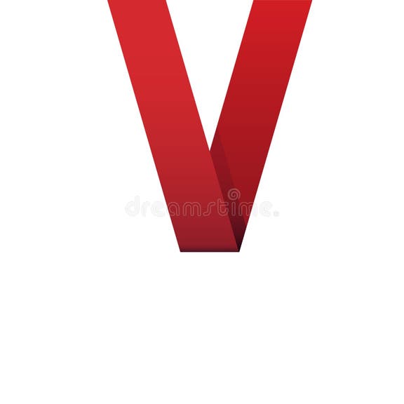 Bold Red Letter V Ribbon Shape with Modern Gradient Design on White ...