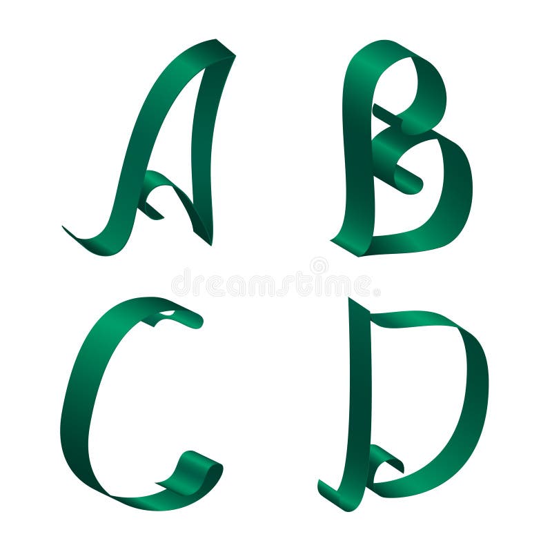 Ribbon alphabet 4 stock vector. Illustration of elegant - 199116536