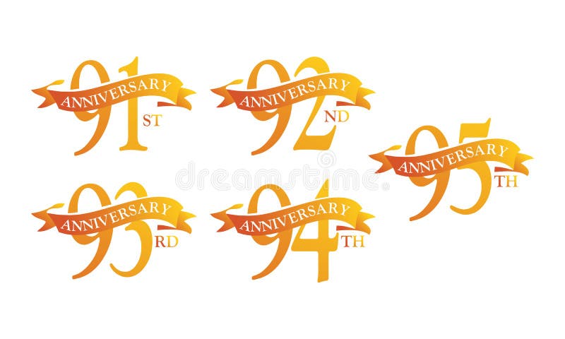 Ribbon Anniversary Template Set Stock Vector - Illustration of gold ...