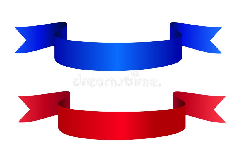 Set of Red and Blue Ribbon Flag Banners. Ripped Tape Vector Symbol ...