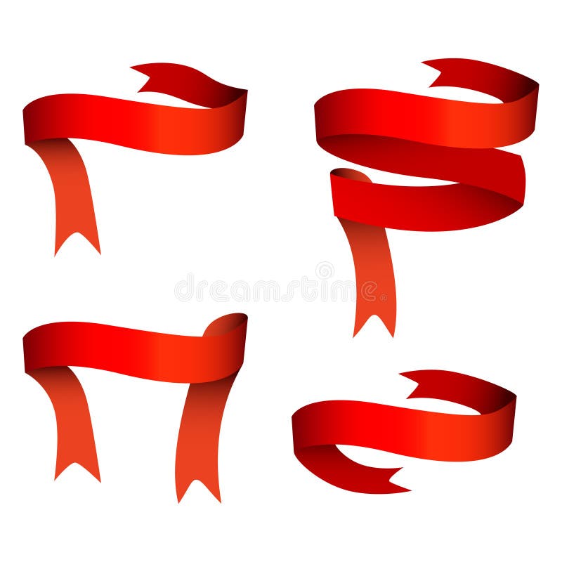 Ribbon Banner Red Set of Four Stock Vector - Illustration of frame ...