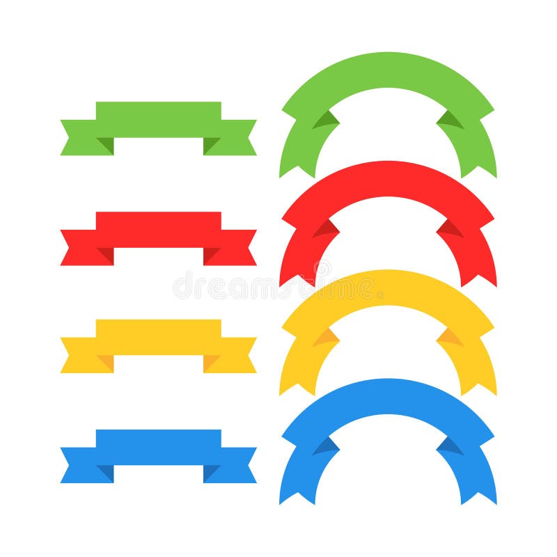 Ribbon Banner, Set Colorful Ribbons in Flat Style Stock Vector ...