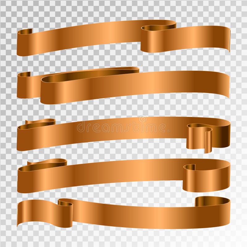 Ribbon Banner Set.Gold Ribbons Stock Illustration - Illustration of ...