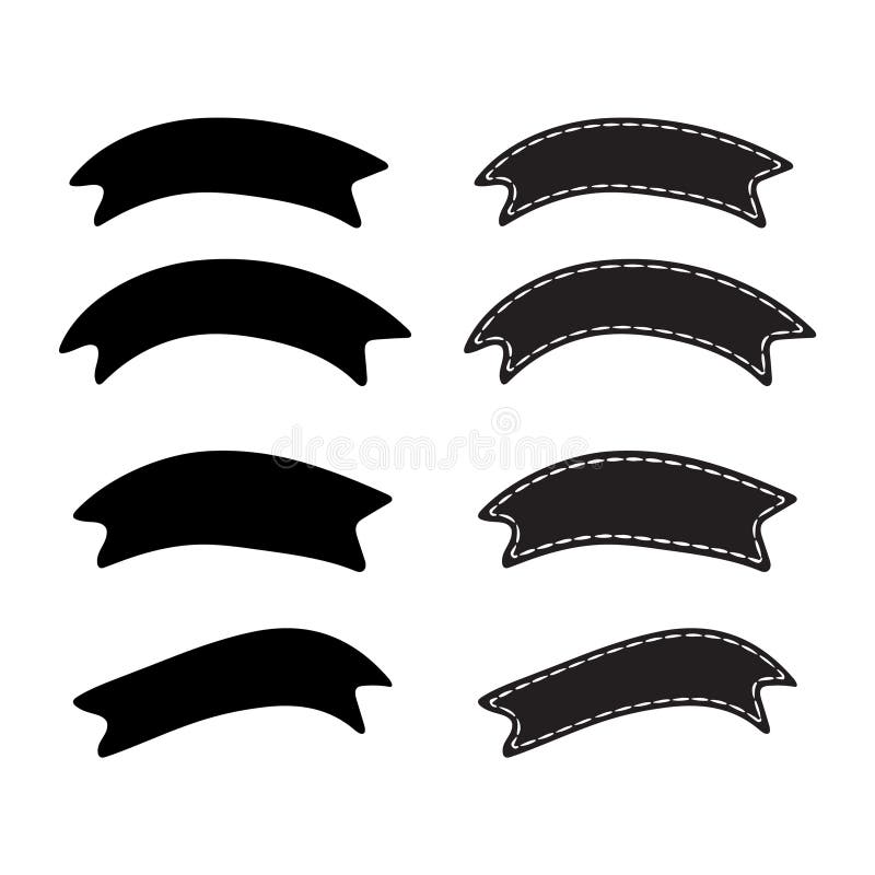 Ribbon Banner Set. Simple Ribbons. Vector, Isolated on White Background ...