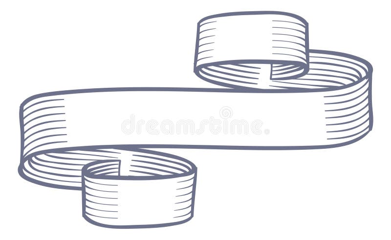 Ribbon Banner Sketch. Hand Drawn Decorative Scroll Stock Vector ...
