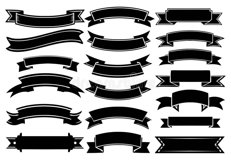 Ribbon Banner Vector Set stock vector. Illustration of outline - 326669377