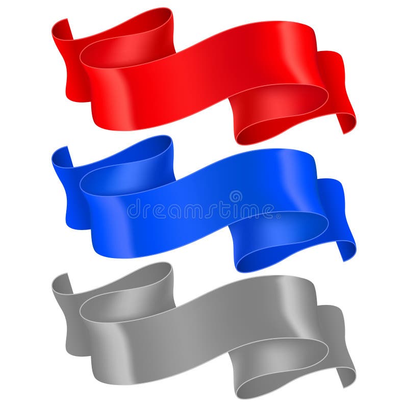 Ribbon Banners. Colored Shiny Set Stock Vector - Illustration of flag ...