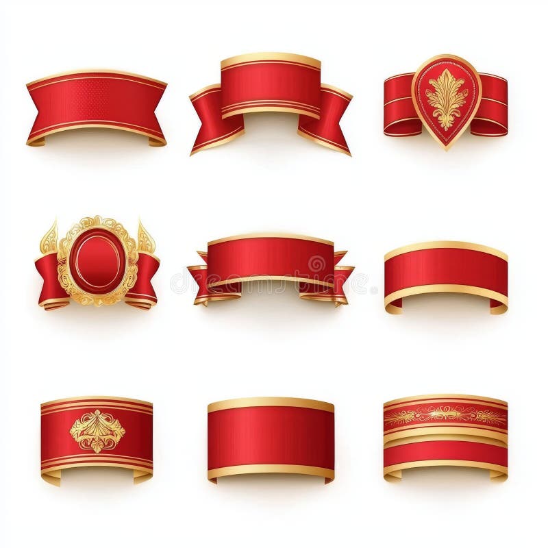 Ribbon Banners with Gold Ribbons. Vintage Scrolls with Modern ...