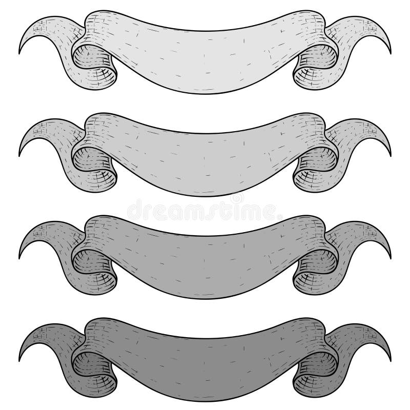 Set of the gray scrolls. stock vector. Illustration of folded - 69141913