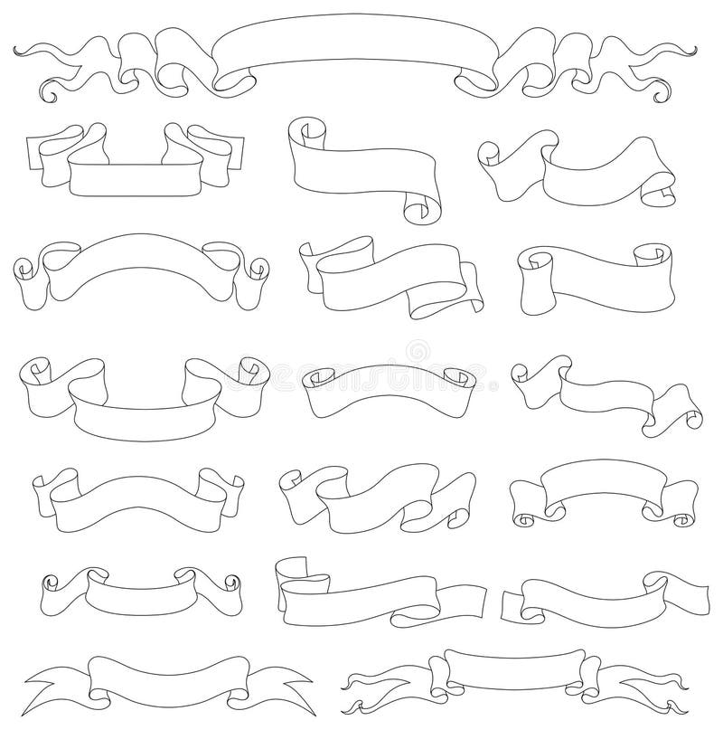 Ribbon Bow Set. Outline Drawings of Ribbon Tied in Knot Stock Vector ... Ribbon Bow Set. Outline Drawings of Ribbon Tied in Knot Stock Vector ...