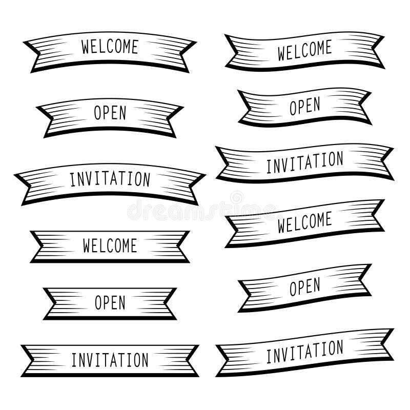 Ribbon Banners Welcome Open Invitation Stock Vector - Illustration of ...