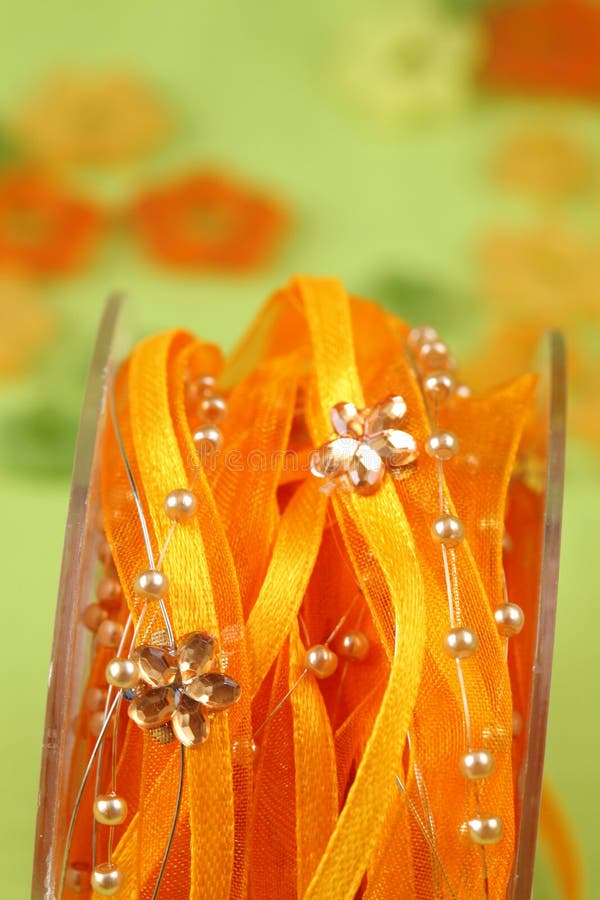 Ribbon with Beads and Flowers Stock Image - Image of colorful, bright ...