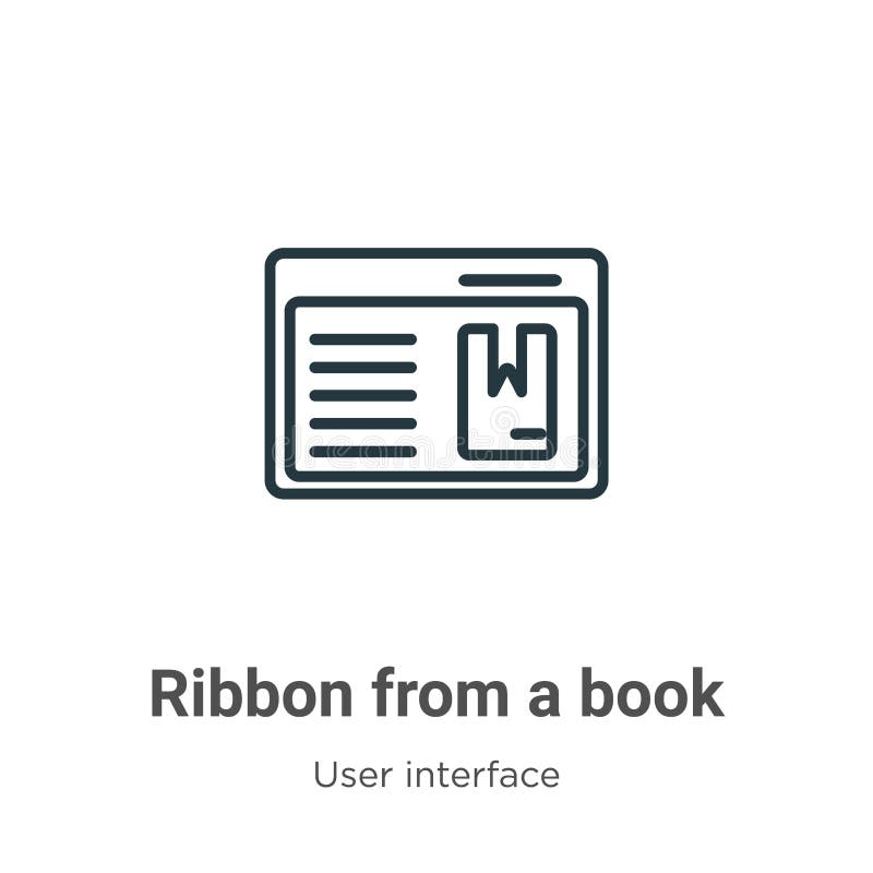 Ribbon from a Book Outline Vector Icon. Thin Line Black Ribbon from a ...