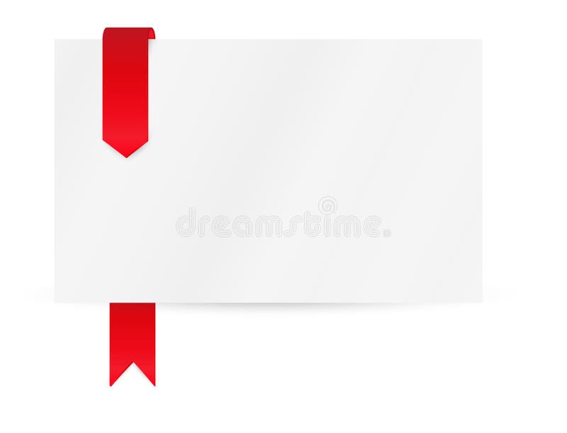 Red Ribbon and Blank White Paper Stock Illustration - Illustration of ...