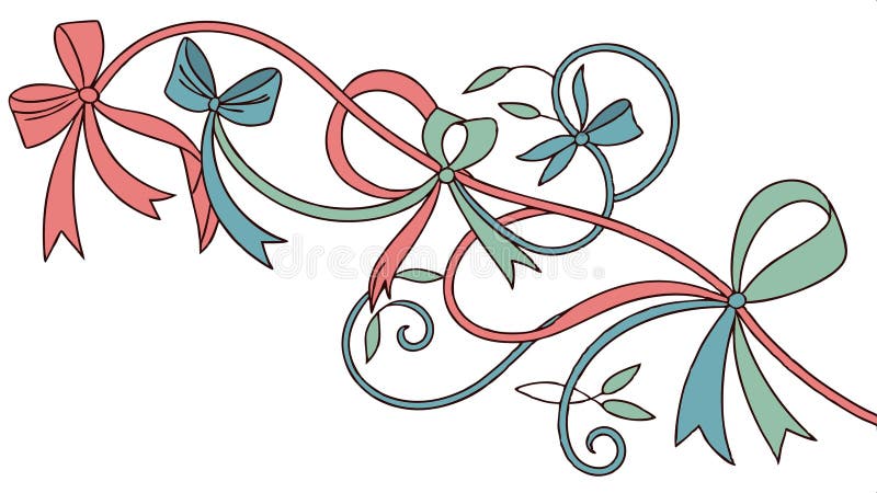 Ribbon Bow Border, Decorative Element and Gift Wrap Design Vector ...