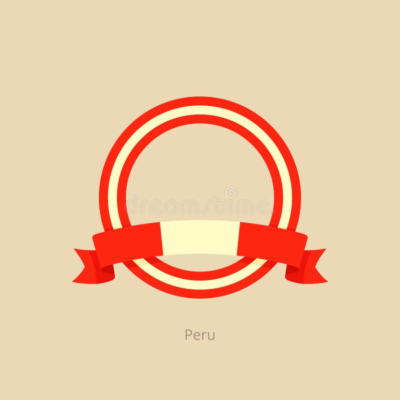 Ribbon and Circle with Flag of Peru Stock Vector - Illustration of flat ...