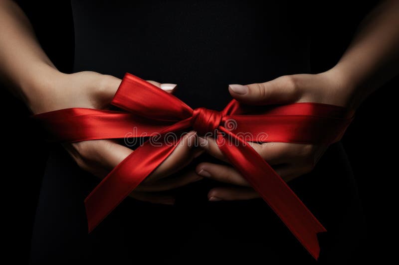 Ribbon of Compassion: Hands Bound by a Scarlet Thread, Echoing the ...