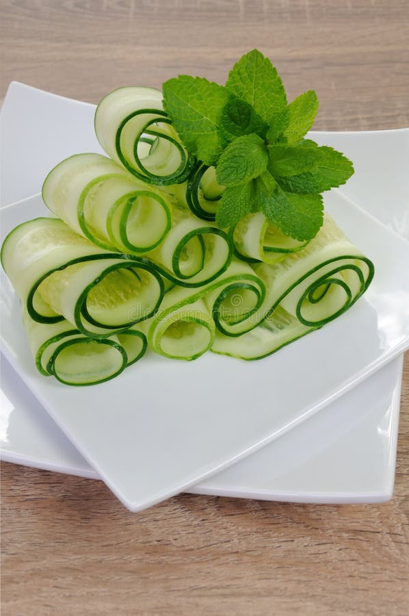 Ribbon Cucumber Salad with Mint Stock Image - Image of luncheon ...